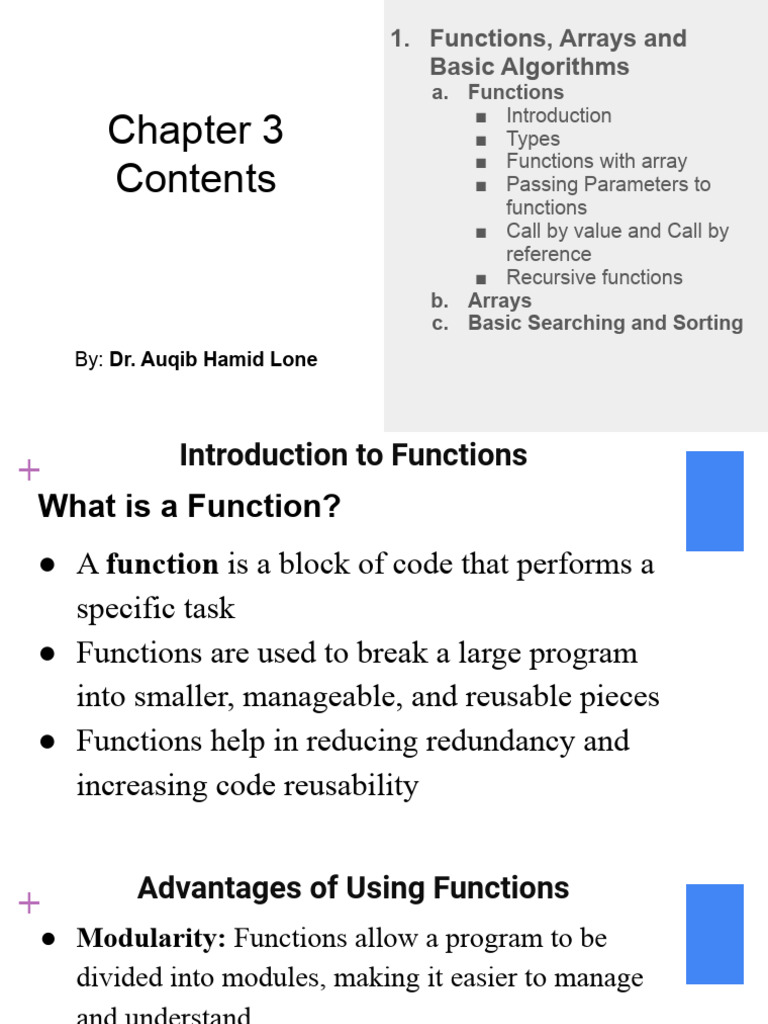 Functions and Arrays in C Programming | PDF | Recursion | Computer ...