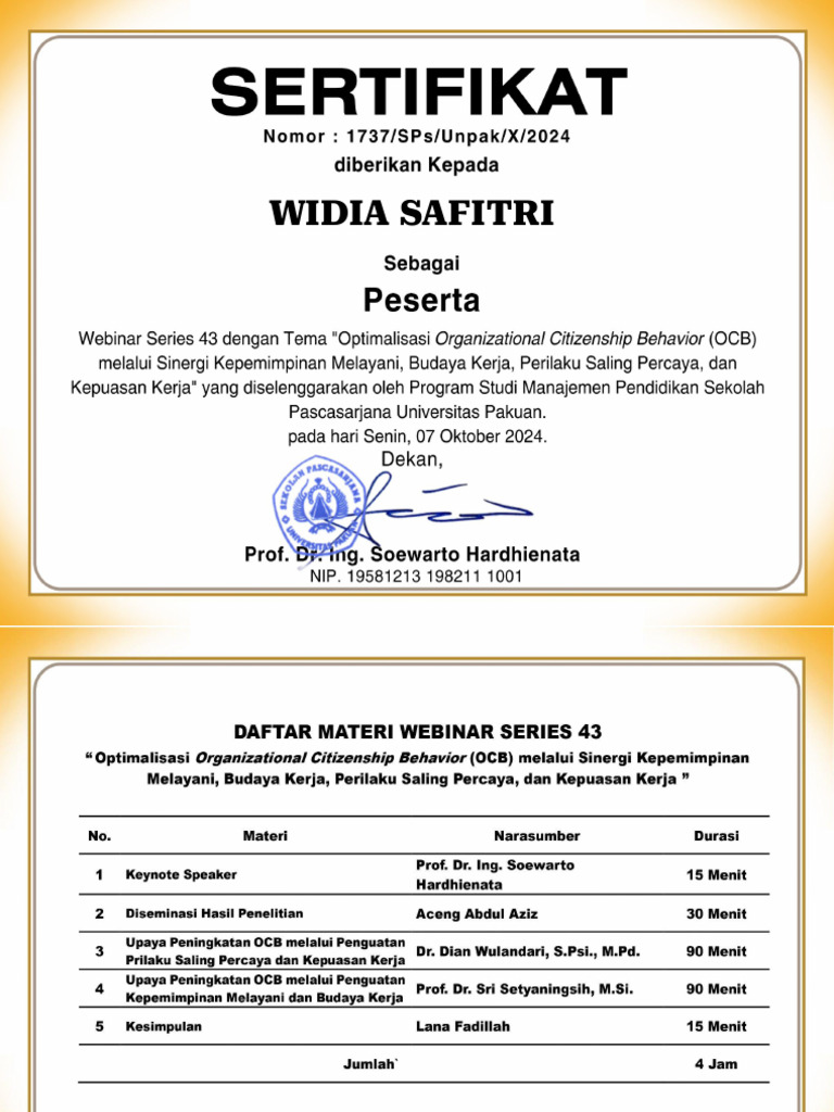 Sertifikat - WIDIA SAFITRI | PDF