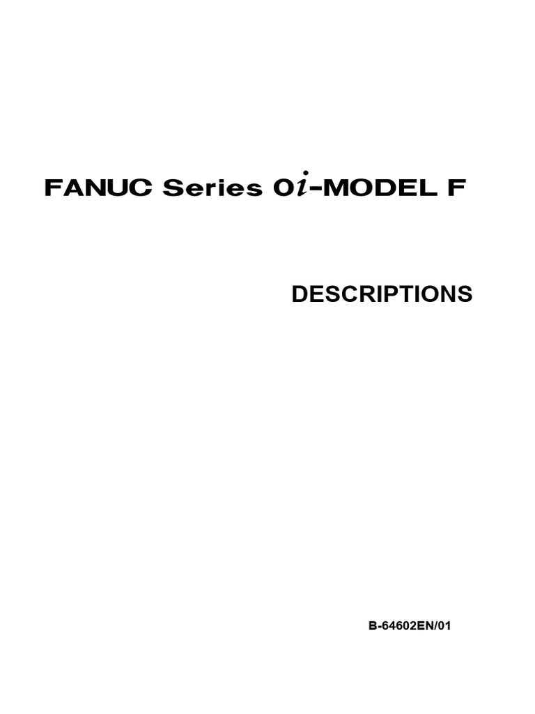CNC Series 0i-F Descriptions Manual | PDF | High Voltage | Numerical ...