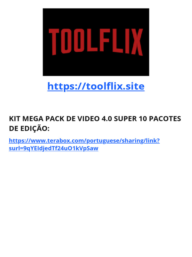 Kit Mega Pack de Video 4.0 Super 10 Pacotes de Edicao by Toolflix ...