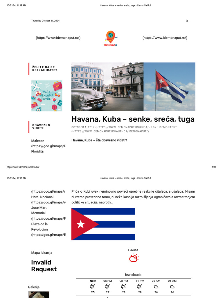 Havana, Kuba - Senke, Sreća, Tuga - Idemo Na Put | PDF