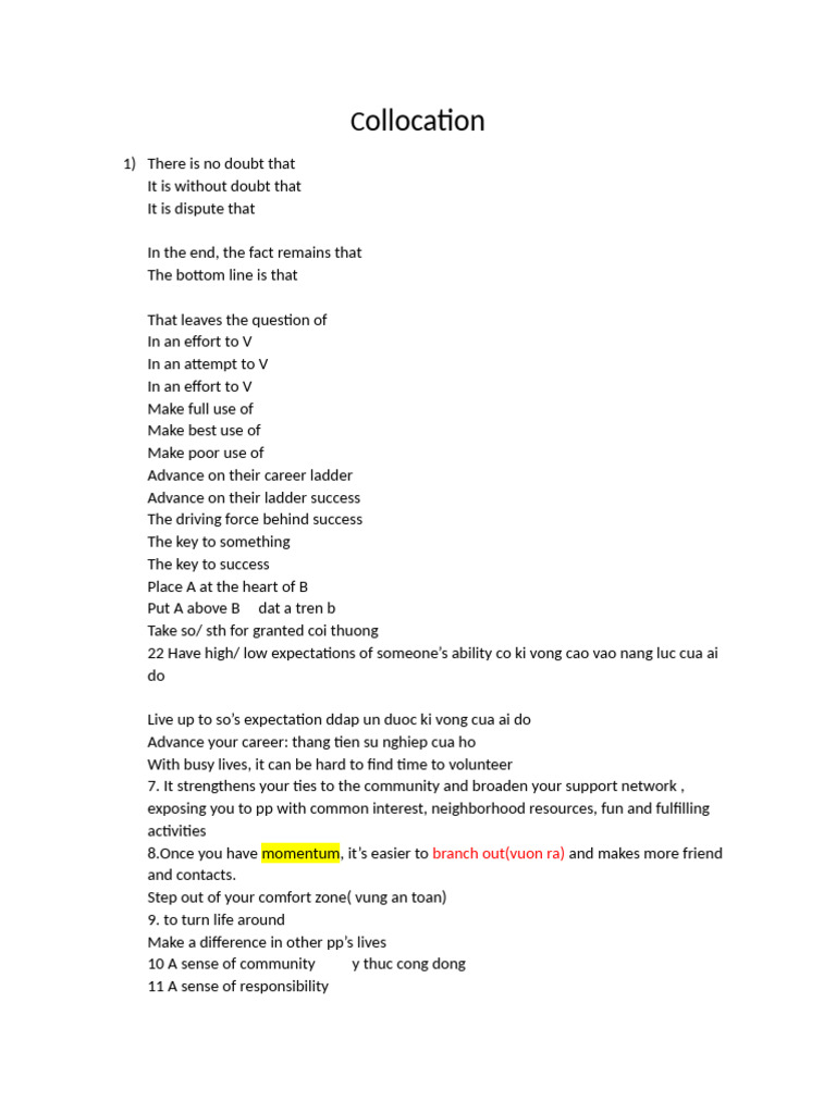 Essential Collocations for Success | PDF