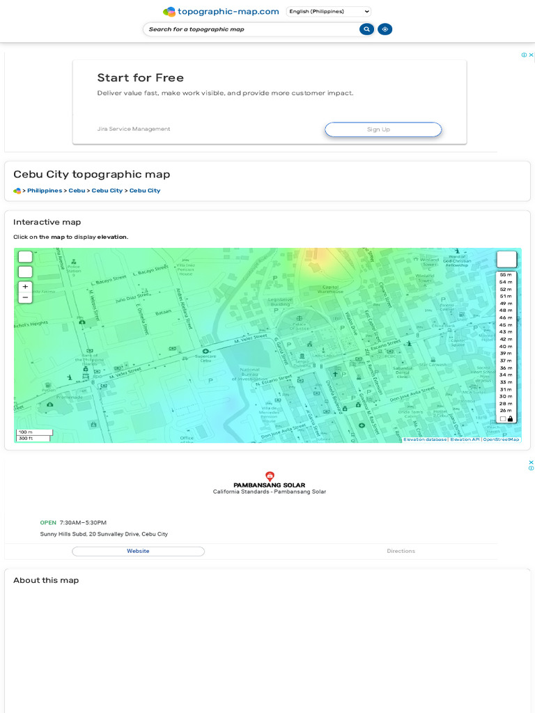 Cebu City Topographic Map Overview | PDF | Topography | Earth Sciences