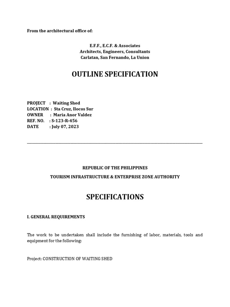 Specification of Waiting Shed | PDF | Concrete | Varnish