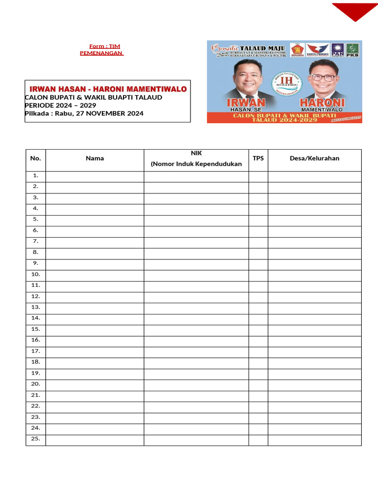 Form Pendukung Ih 2024 | PDF