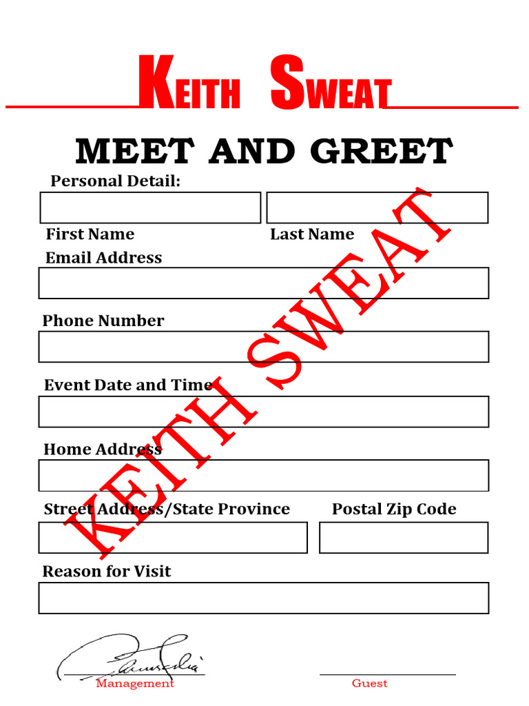 Keith Sweat Meet and Greet Form | PDF