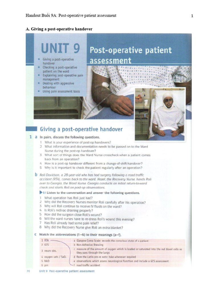 A. Giving A Post-Operative Handover | PDF | Symptoms And Signs | Medicine