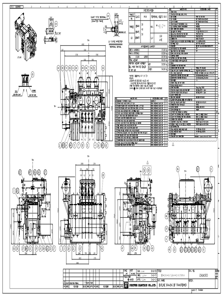 Tr22a52 Meralco 66kv 50mva 21a1a1923 (1) Outline Drawing | PDF