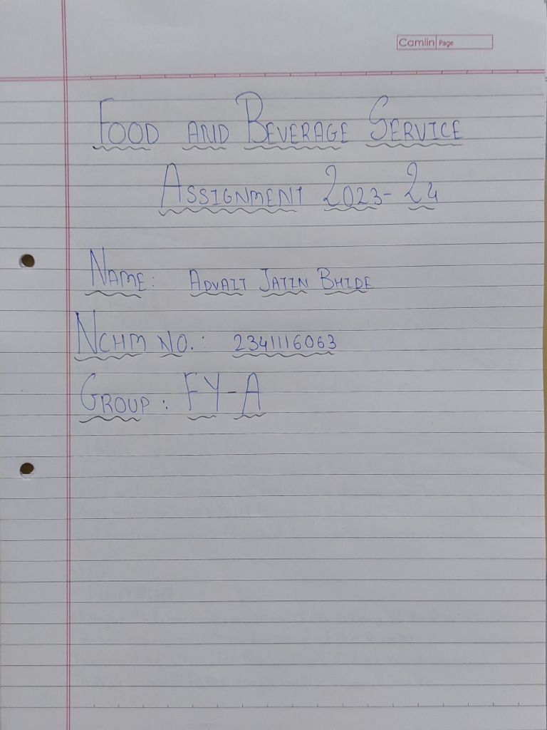 Food and Beverage Service Assignment | PDF