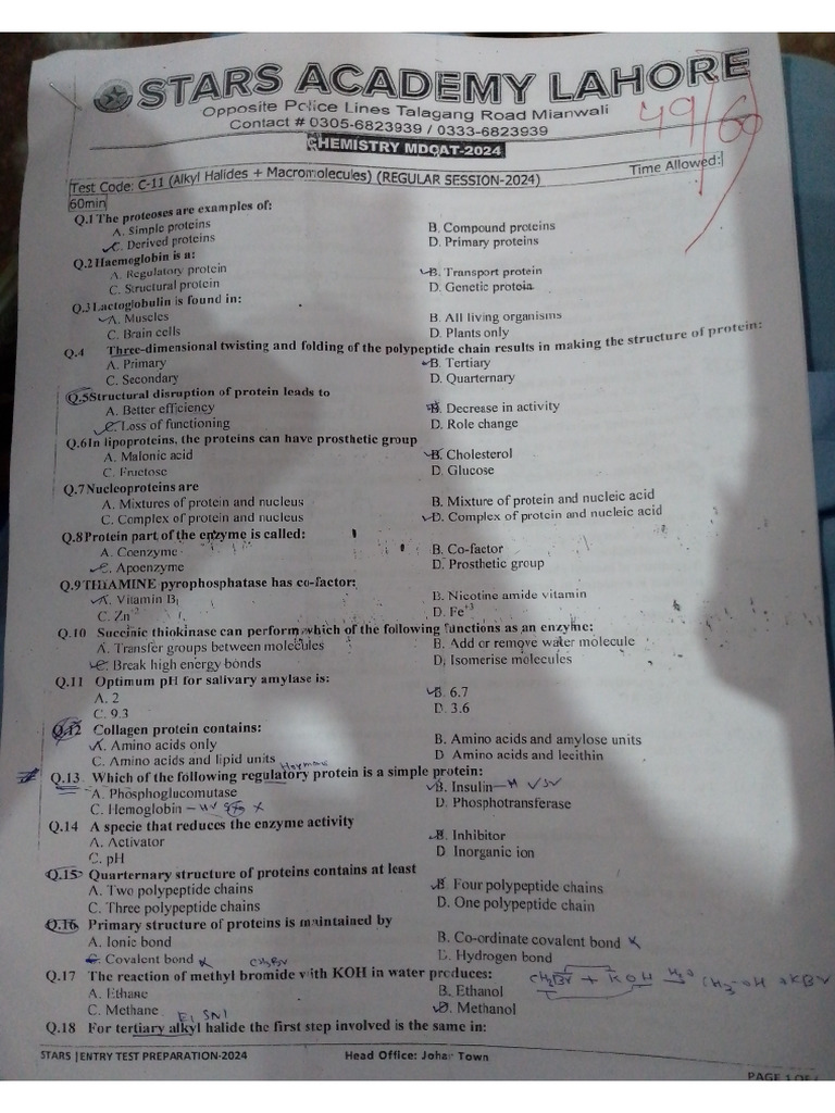 Alkyl Halides+ Macromolecules Mdcat (Practice MCQS) 12th Class Chapter 10 + 14 | PDF