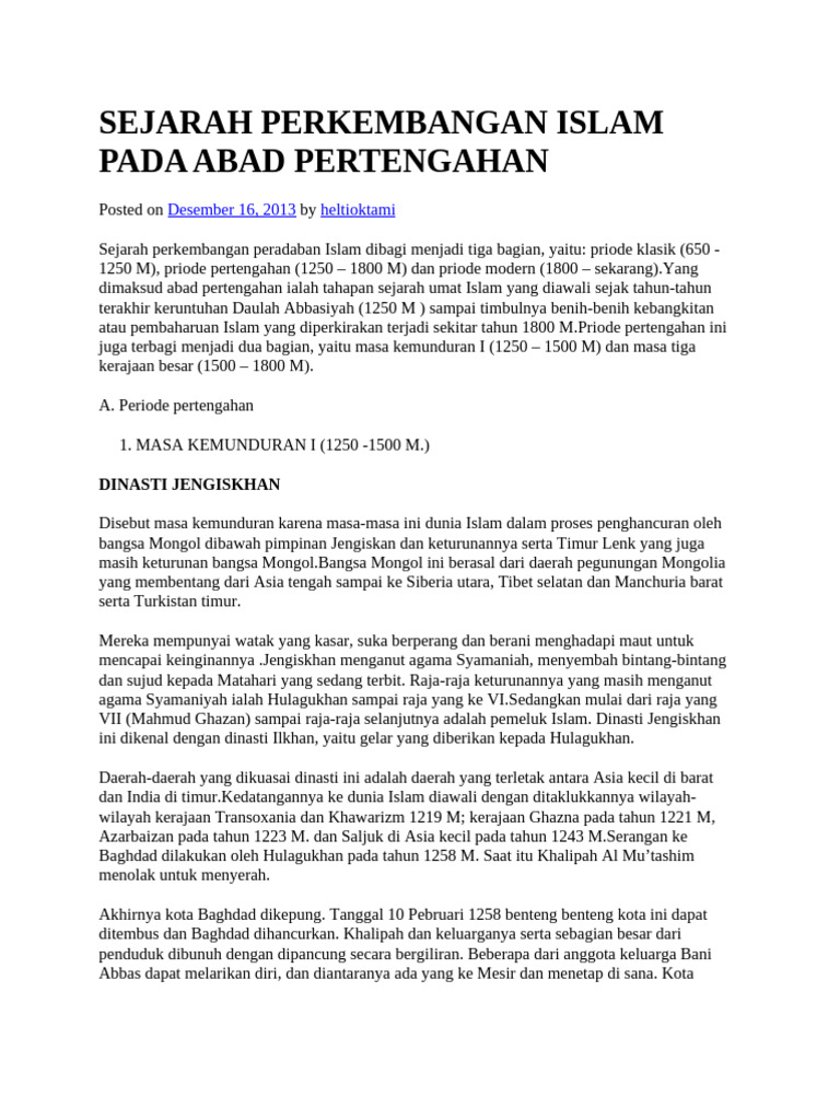 Sejarah Perkembangan Islam Abad Pertengahan | PDF