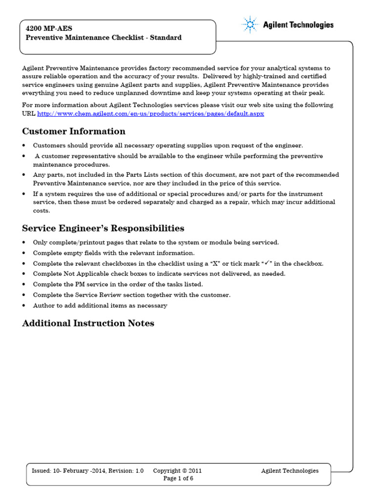 4200 MP-AES Preventative Maintenance Checklist | PDF | Computers