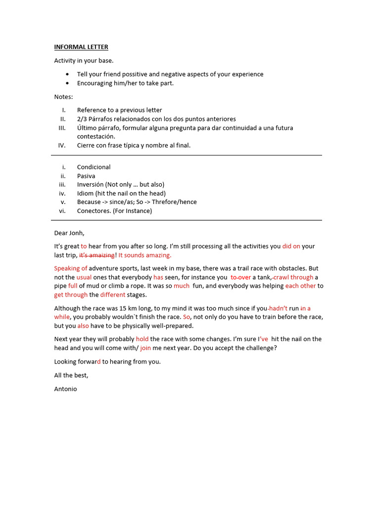 INFORMAL LETTER - Antonio | PDF