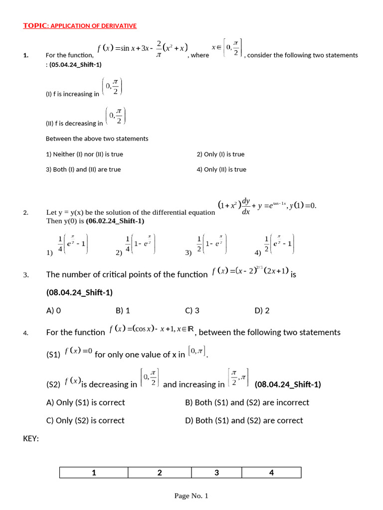 Application of Derivative | PDF | Teaching Methods & Materials