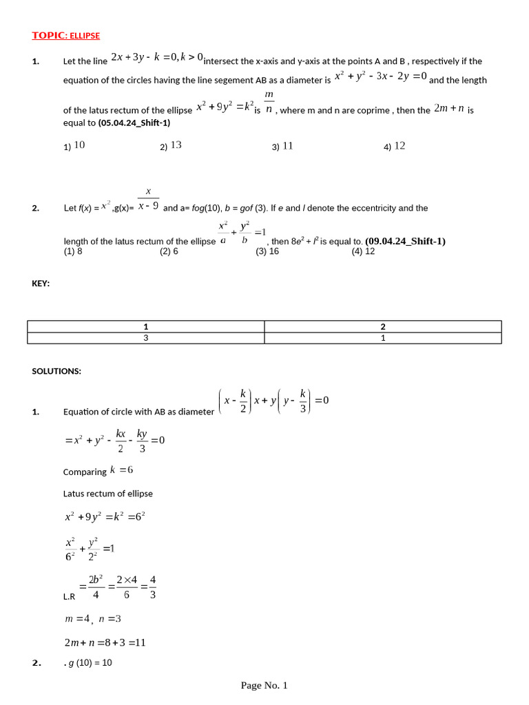 Ellipse | PDF | Teaching Methods & Materials