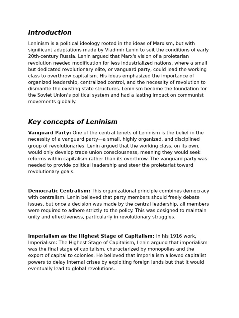 Leninism | PDF | Leninism | Marxism