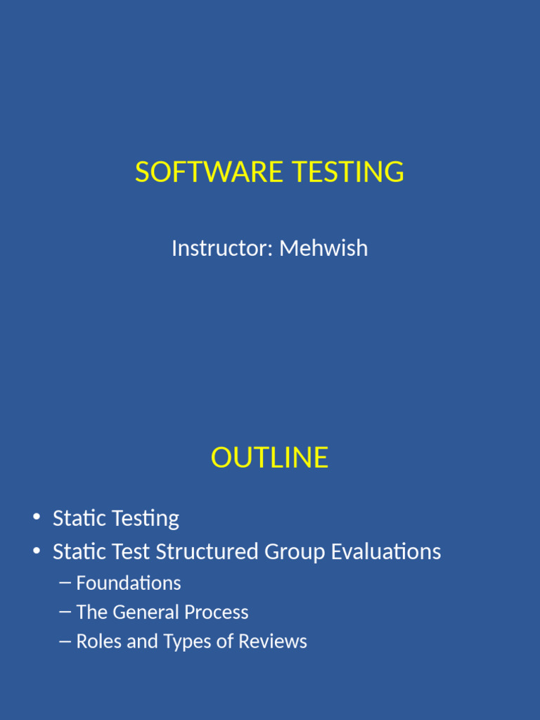 Lect 7 Static Test | PDF | Software Testing | Computing
