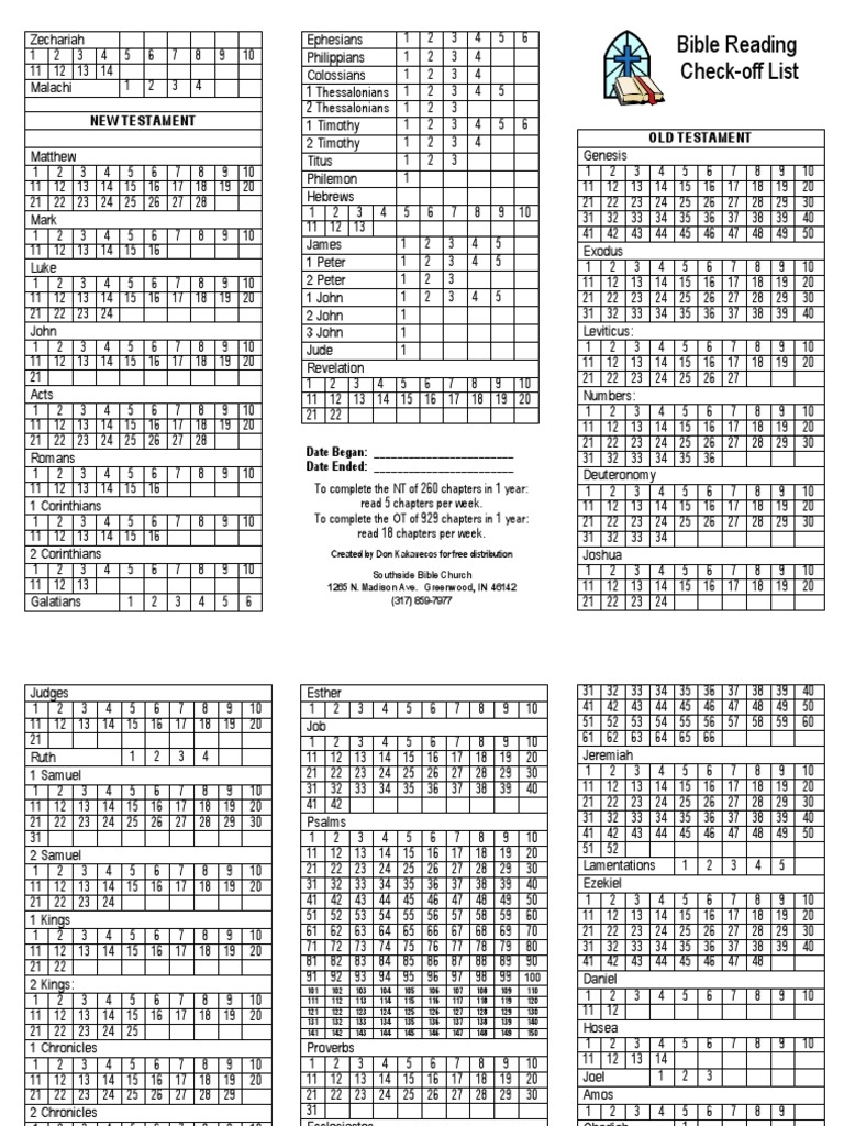 Bible Reading Check-off List | PDF | Religious Texts | Bible Content