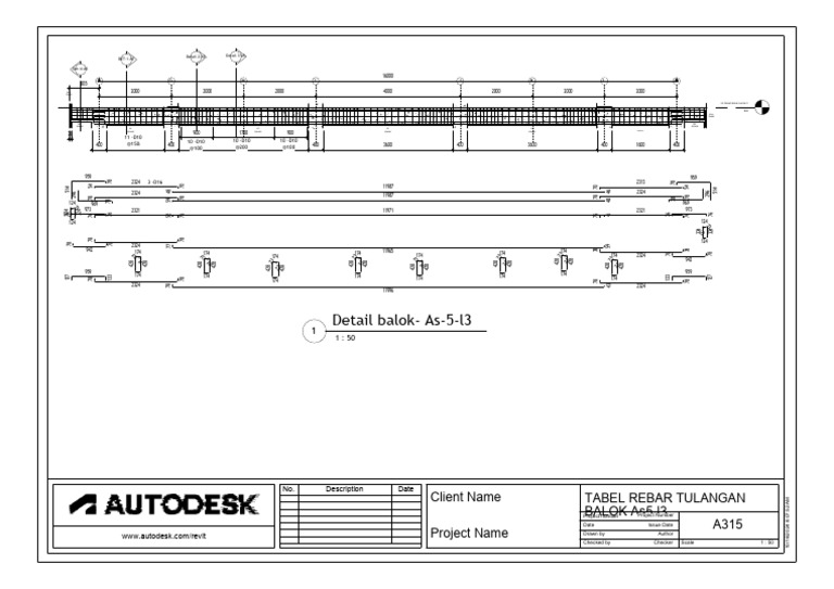 Tabel Rebar Tulangan BALOK As5-L3 Project Name Client Name A315 | PDF