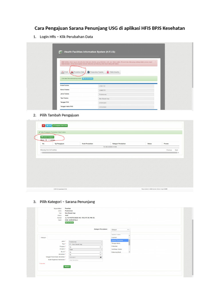 Cara Pengajuan Sarana Penunjang USG Di Aplikasi HFIS BPJS Kesehatan ...