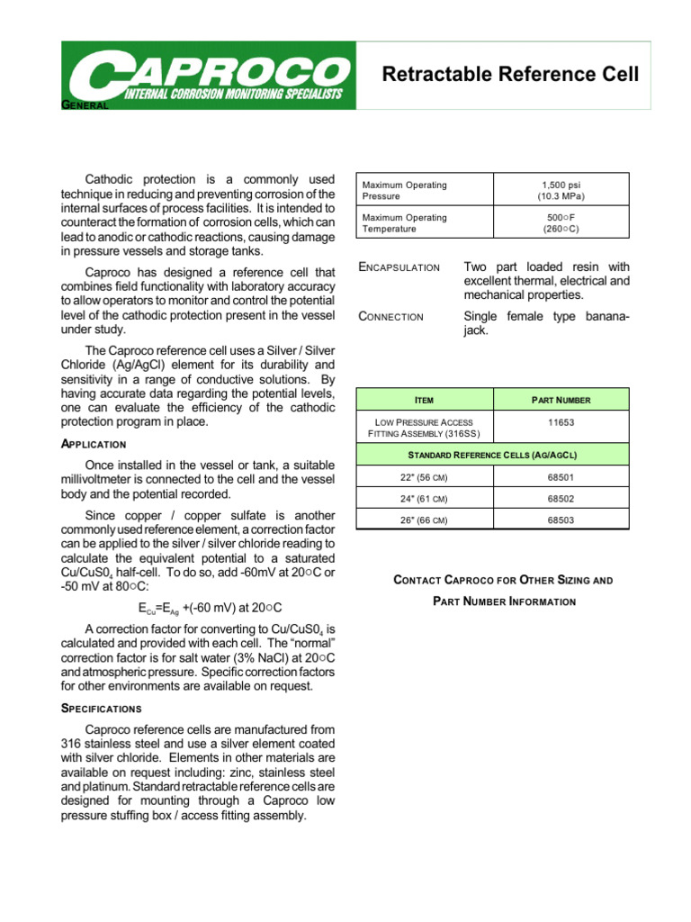 Retractable Reference Cell | PDF | Corrosion | Silver