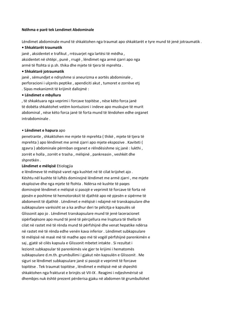 Ndihma e Parë Tek Lendimet Abdominale | PDF
