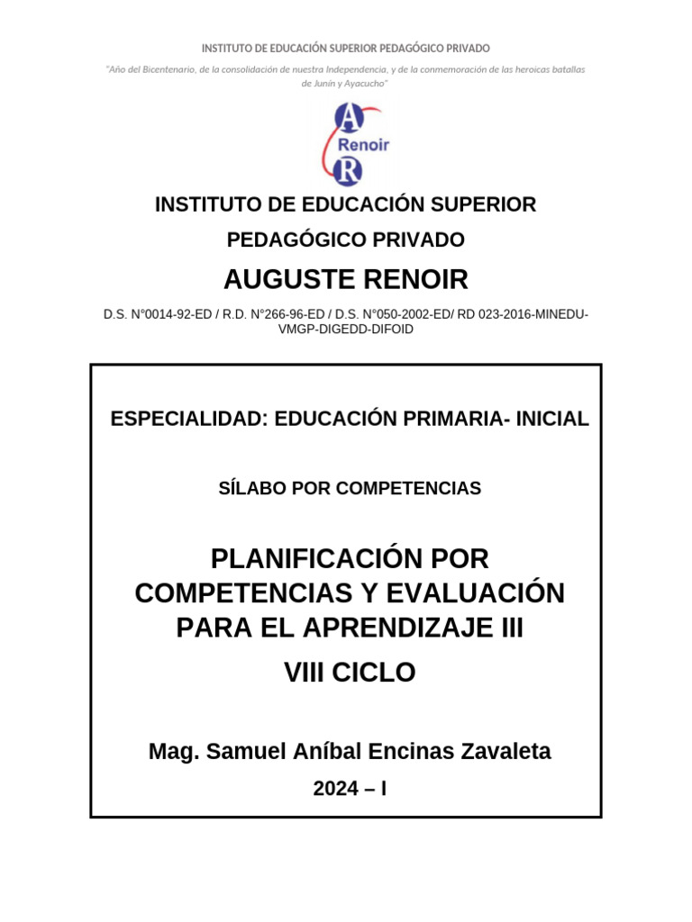 Planificación - Por - Competencias - y - Evaluación - para - El - Aprendizaje - Iii Viii Ciclo ...