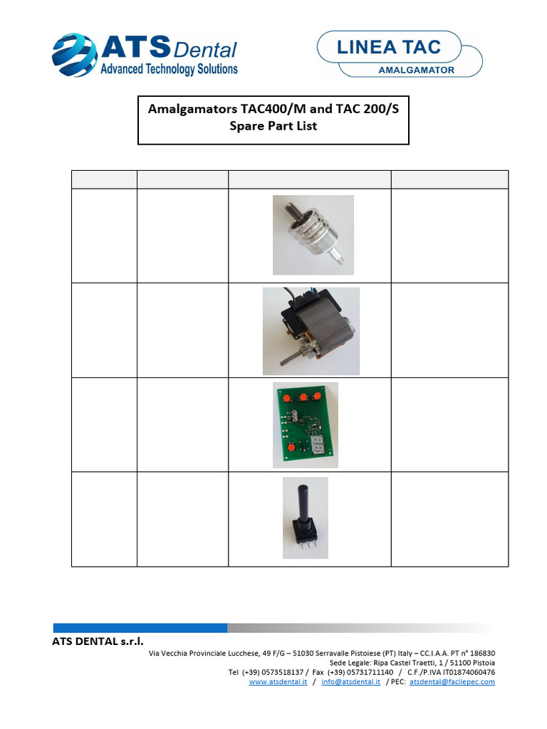 Amalgamators Spare Parts List 2017 | PDF