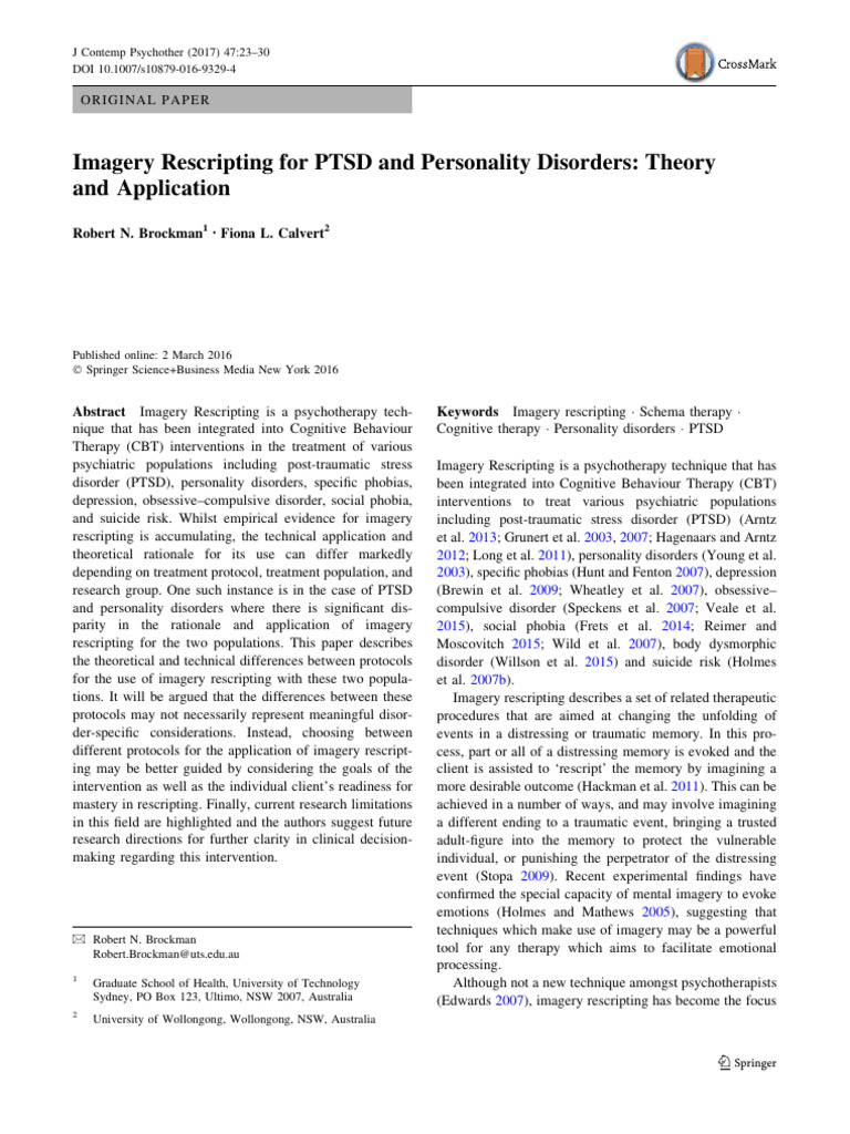 Imagery Rescripting Paper | PDF | Psychological Trauma | Cognitive Behavioral Therapy
