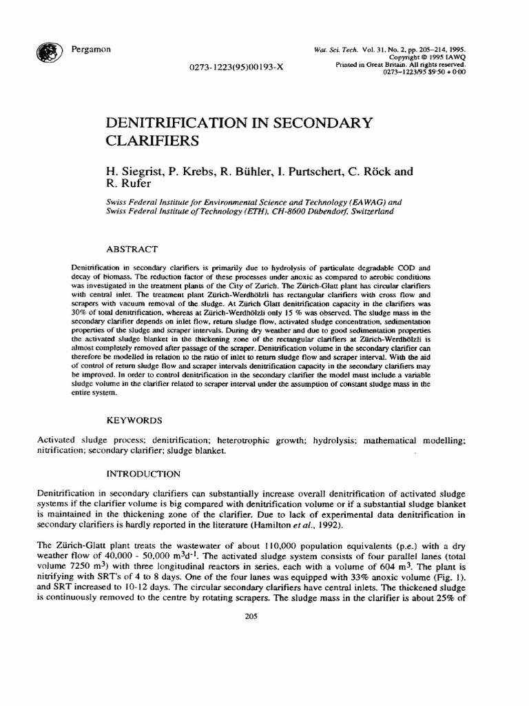 Denitrification in Secondary Clarifiers | PDF