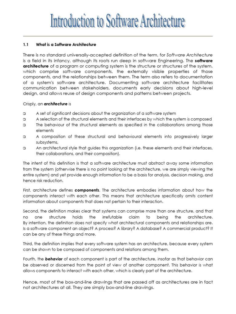 4a. Introduction To Software Architecture | PDF | System | Software Architecture