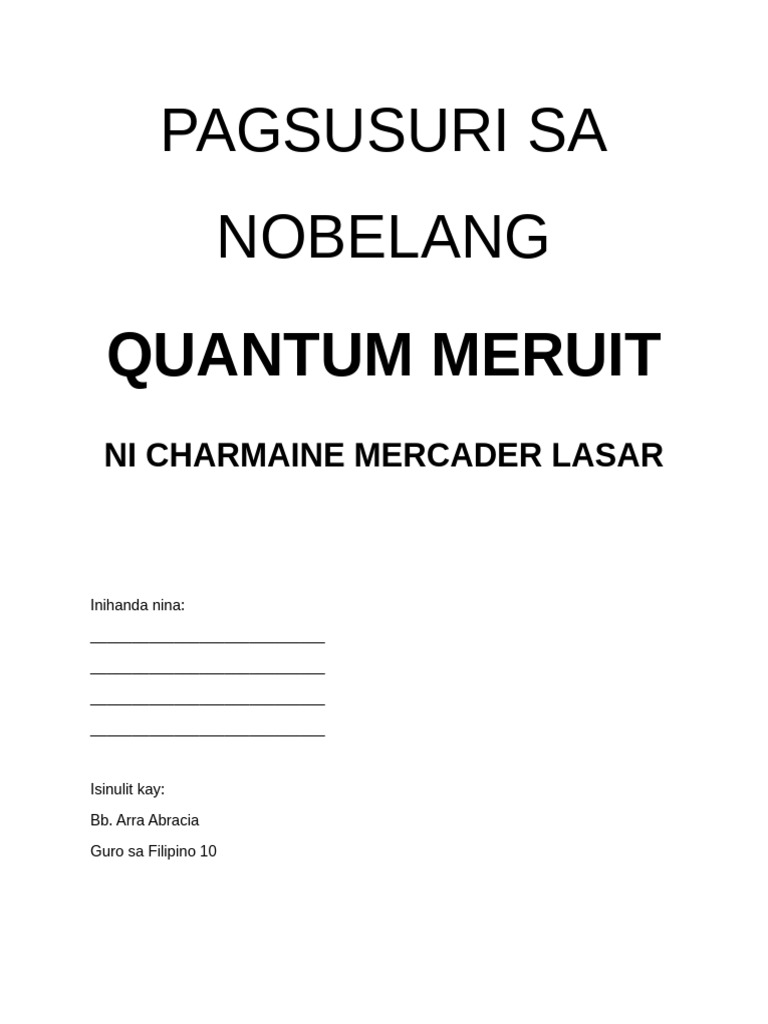 Pagsusuri Sa Nobela Format | PDF