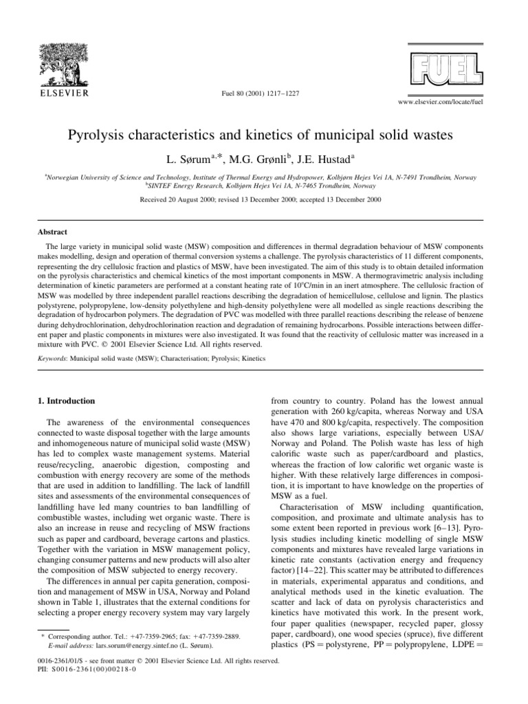 10.1016@S0016 23610000218 0yy | PDF | Pyrolysis | Pulp (Paper)