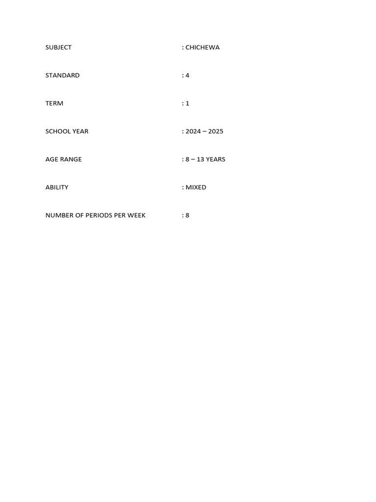 Std4 Term1 Scheme Cover Chi | PDF