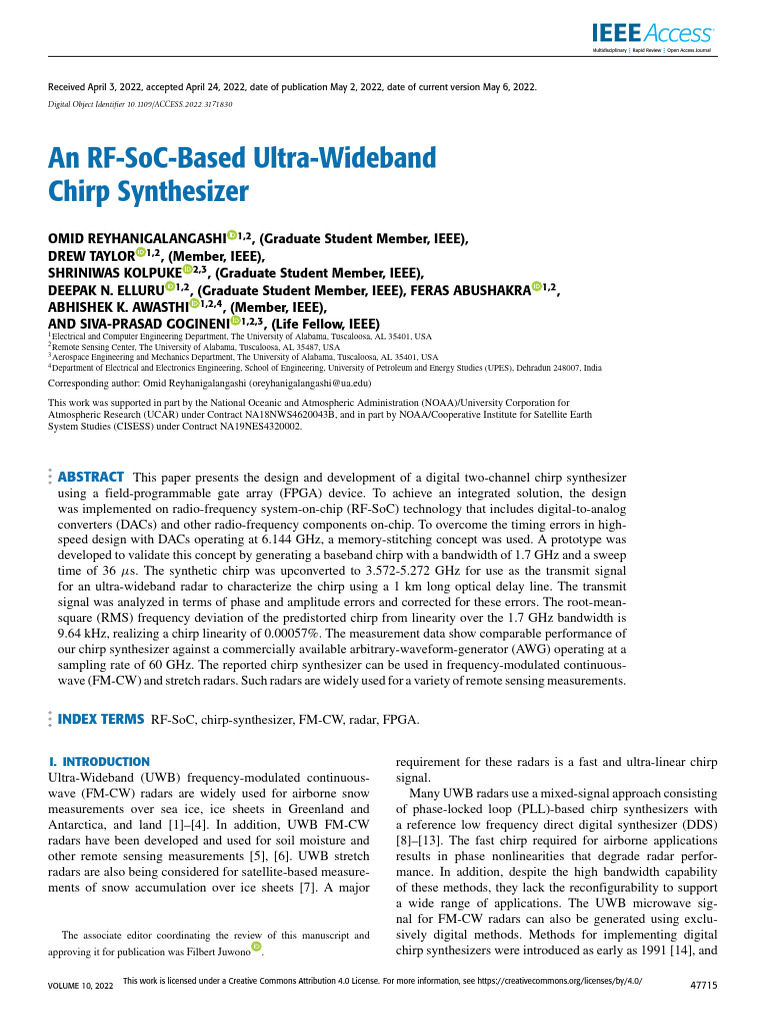 An RF-SoC-Based Ultra-Wideband Chirp Synthesizer | PDF | Radar | Ultra ...