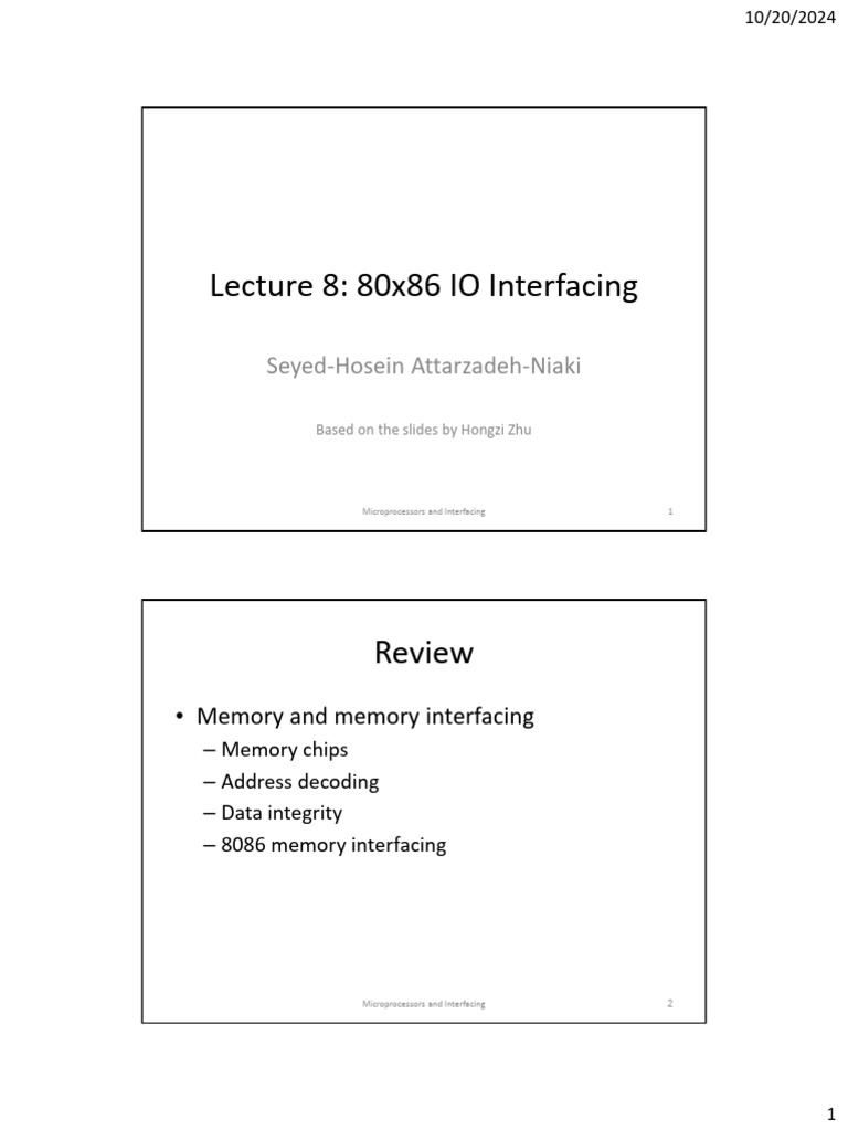 Lecture8-80x86 IO Interfacing | PDF | Digital Technology | Electrical Engineering