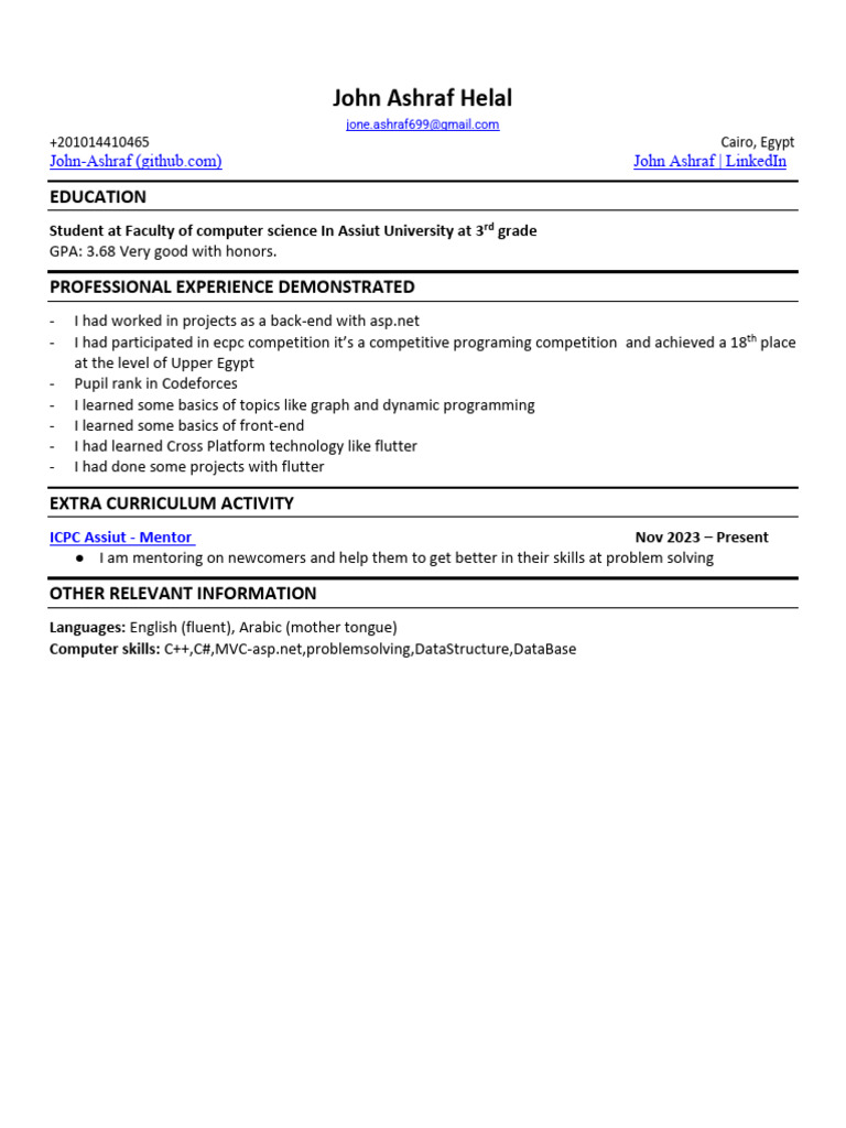 John Ashraf CV | PDF