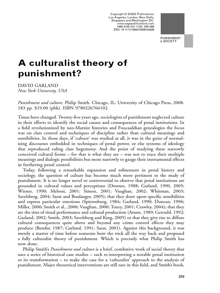 Garland - Culturalist Theory of Punishment - Smith, Punishment and ...
