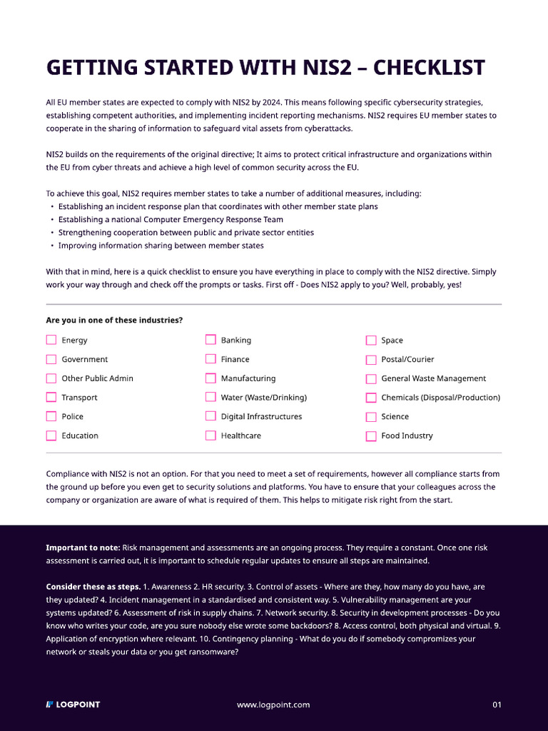 Nis2 Checklist-English | PDF | Security | Computer Security