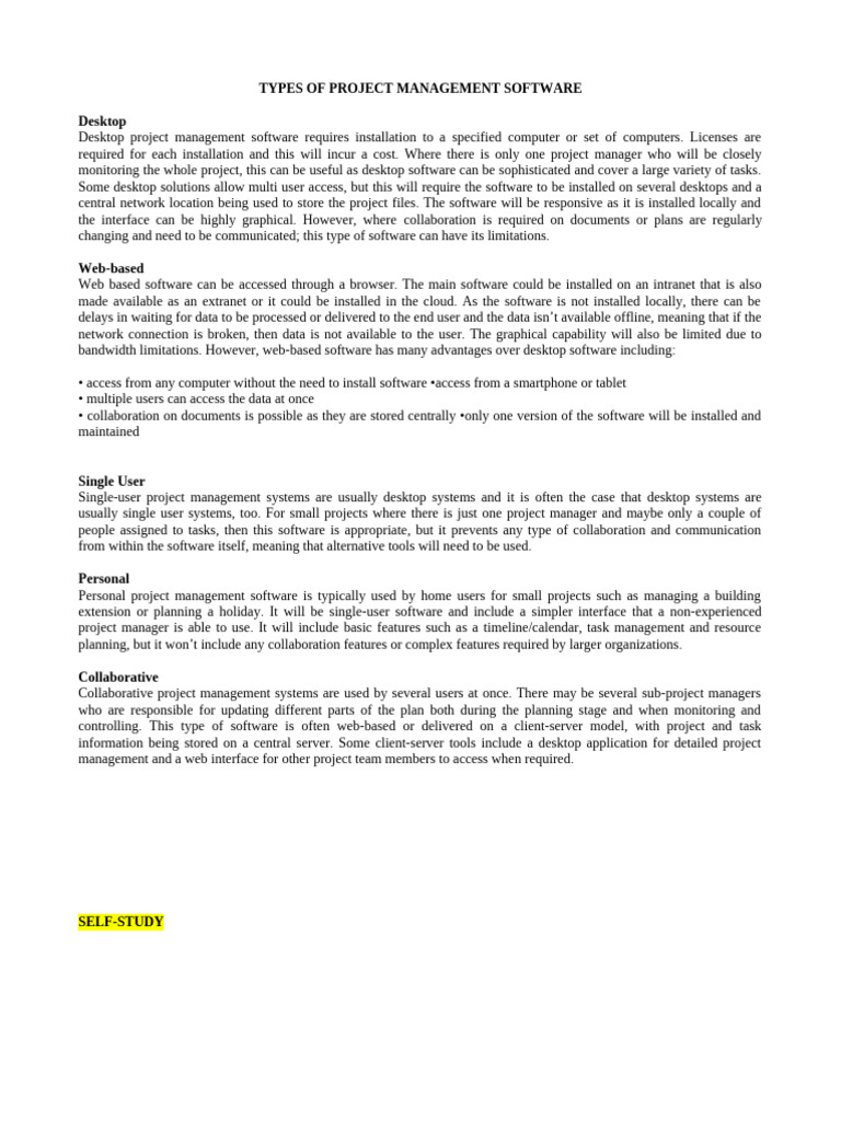 Types of Project Management Software | PDF | Software Prototyping ...
