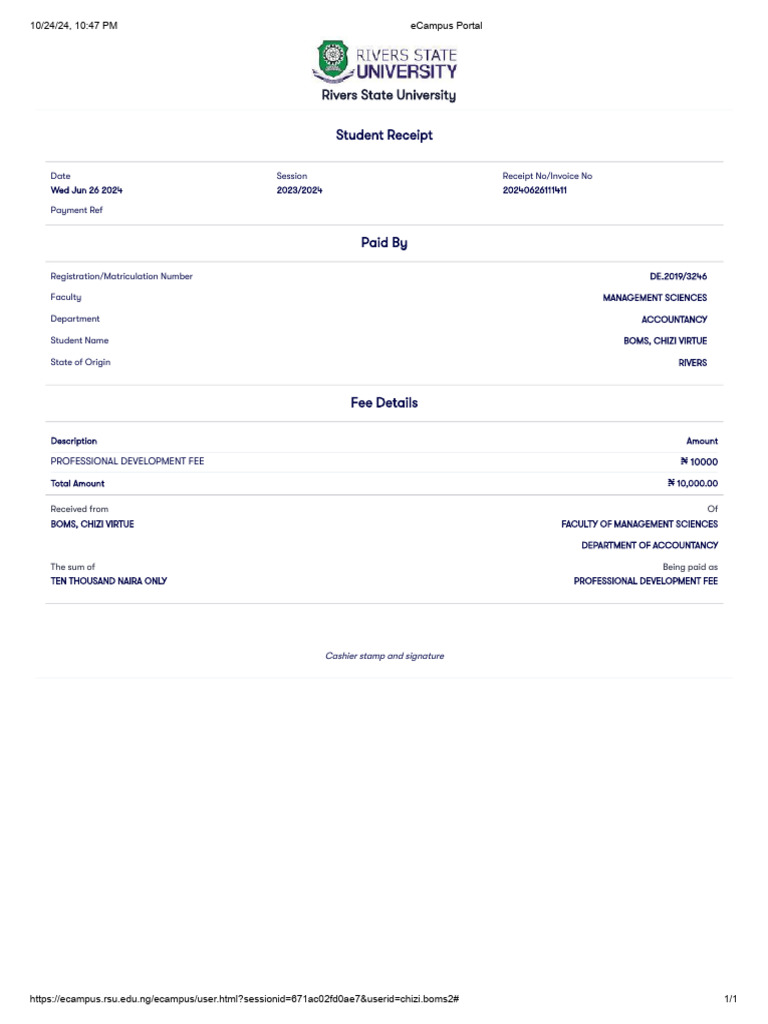 Ecampus Portal 1 | PDF | Receipt | Payments