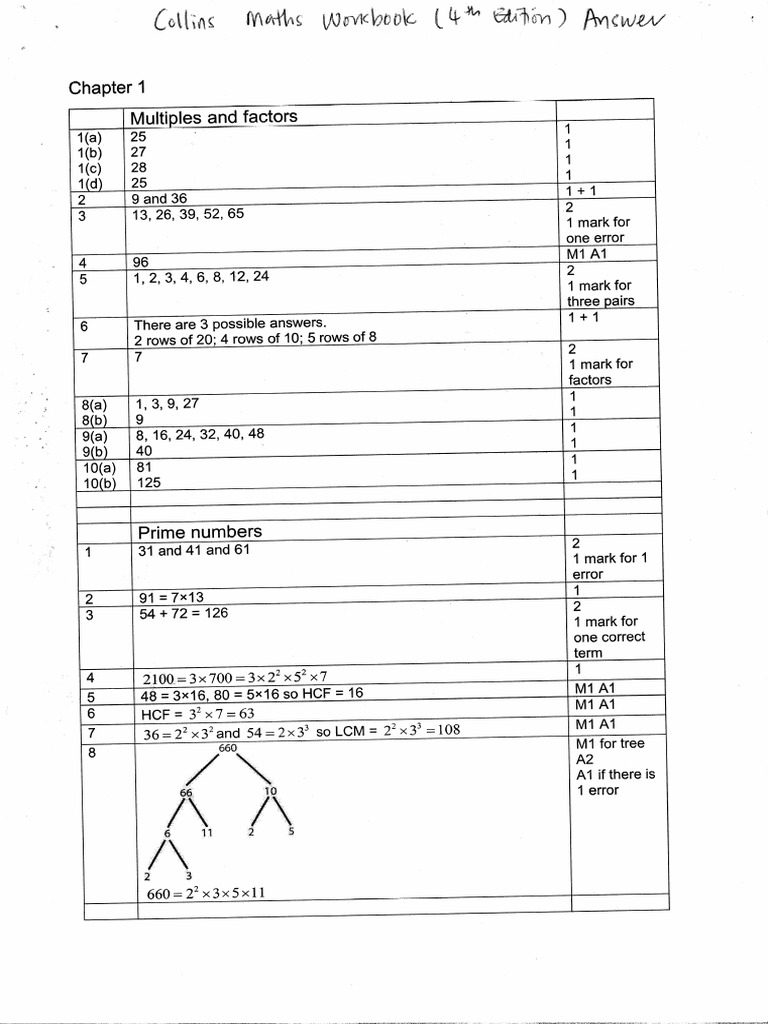 Collins Maths Workbook (4th Edition) Answer | PDF