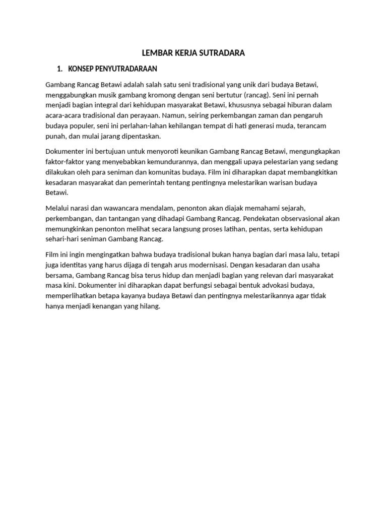 Lembar Kerja Sutradara | PDF