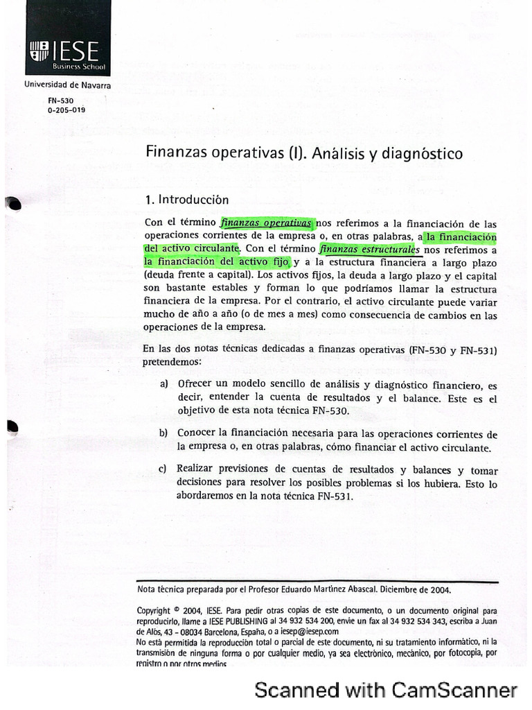 Finanzas Operativas Análisis y Diagnostico1 | PDF