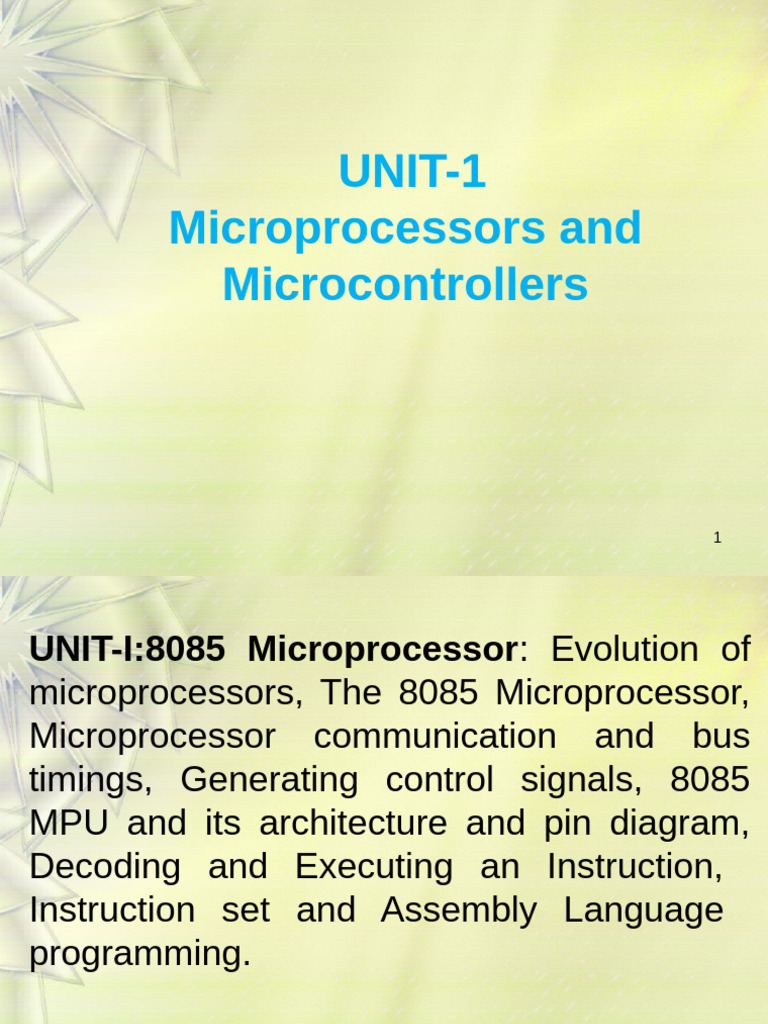 Unit-1 8085 Micoprocessor | PDF | Microprocessor | Cpu Cache