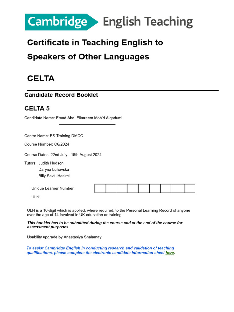Celta 5 | PDF | Educational Assessment | Learning