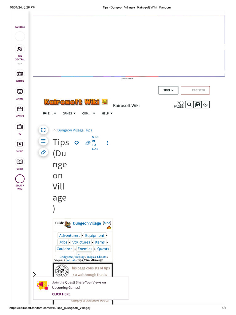 Tips (Dungeon Village) - Kairosoft Wiki - Fandom | PDF