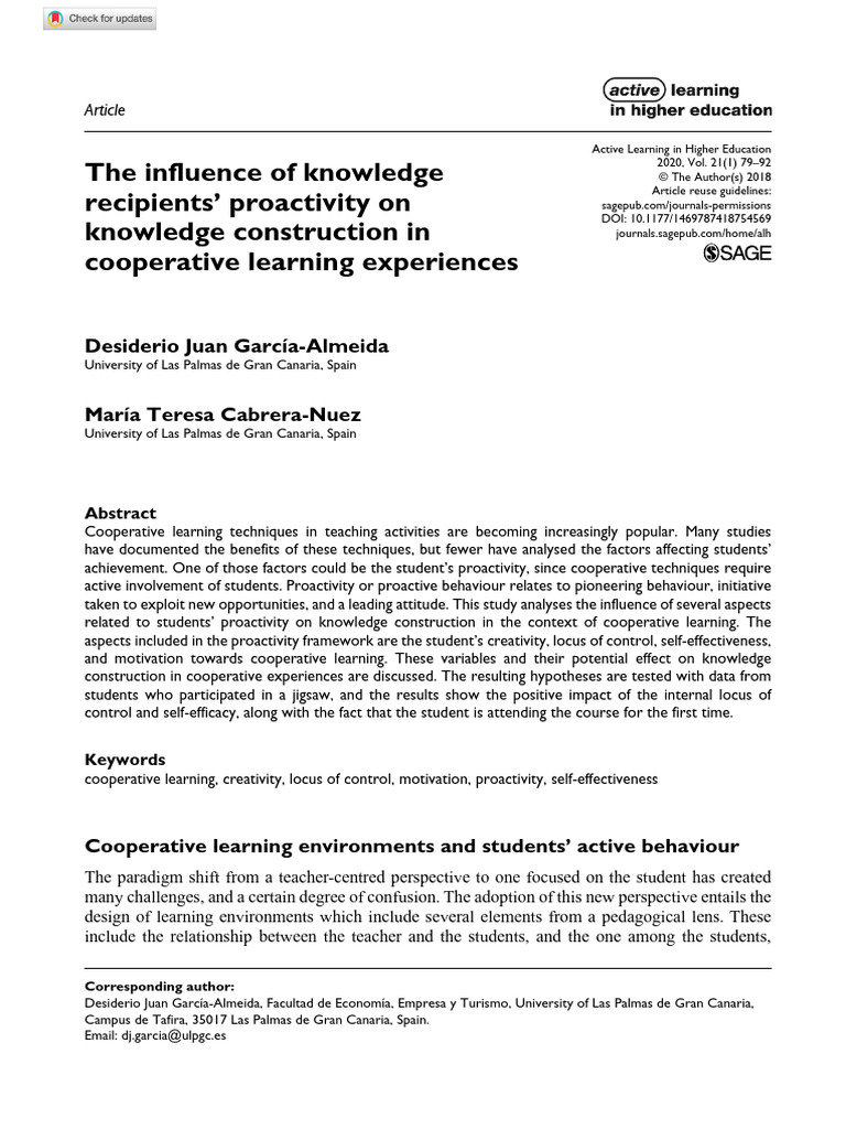 9 Recipients' Proactivity On Construction of Knowledge | PDF | Self ...