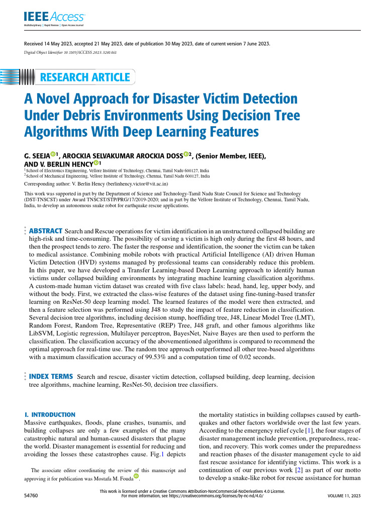 A Novel Approach For Disaster Victim Detection Under Debris ...