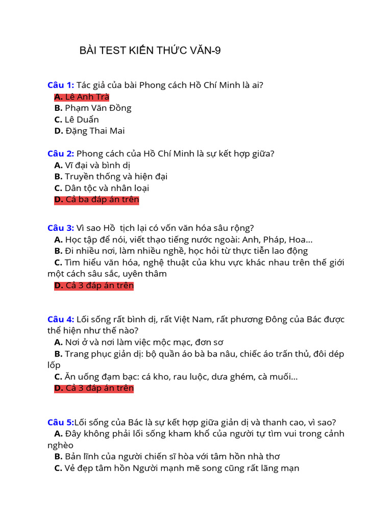 Bài Test Văn | PDF